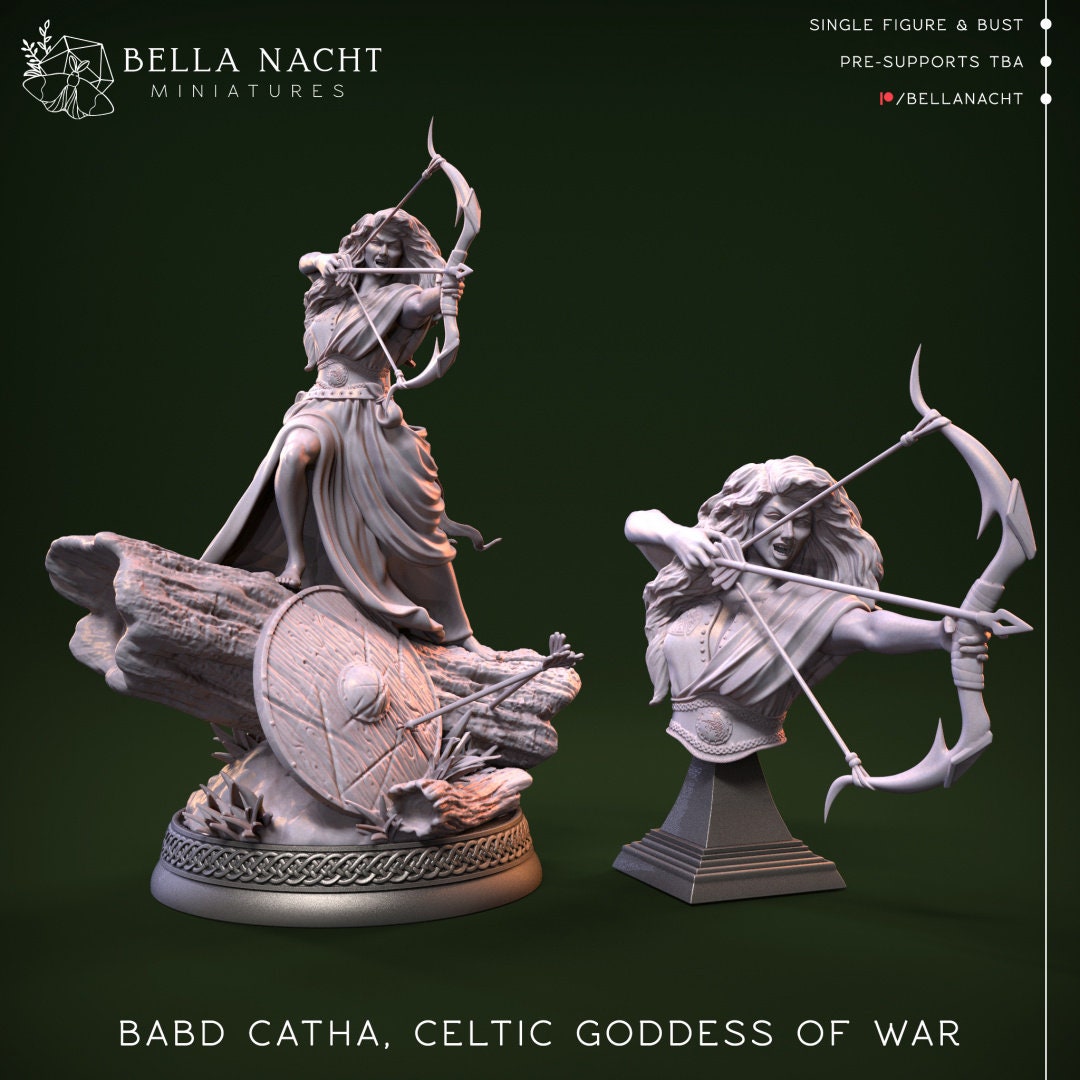 Bábhd Catha Celtic Goddess Hero TTRPG 75mm Miniature D&D Pathfinder ...