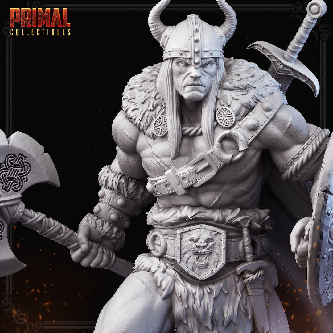 Human Male Barbarian Miniature for D&D - TTRPG - 32mm Miniature ...