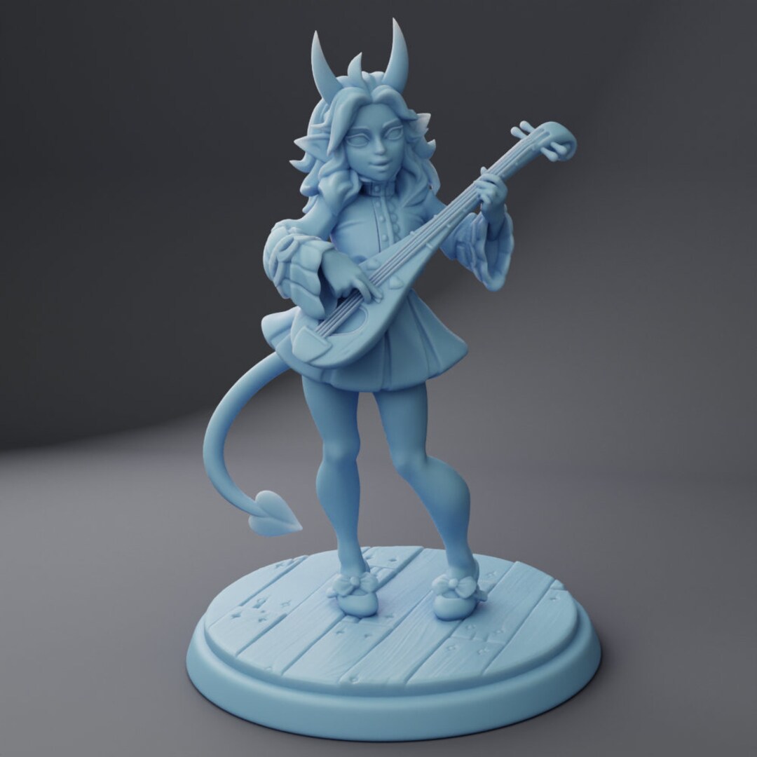 Female Tiefling Bard - Twin Goddess Miniatures - D&D - TTRPG - 32mm ...