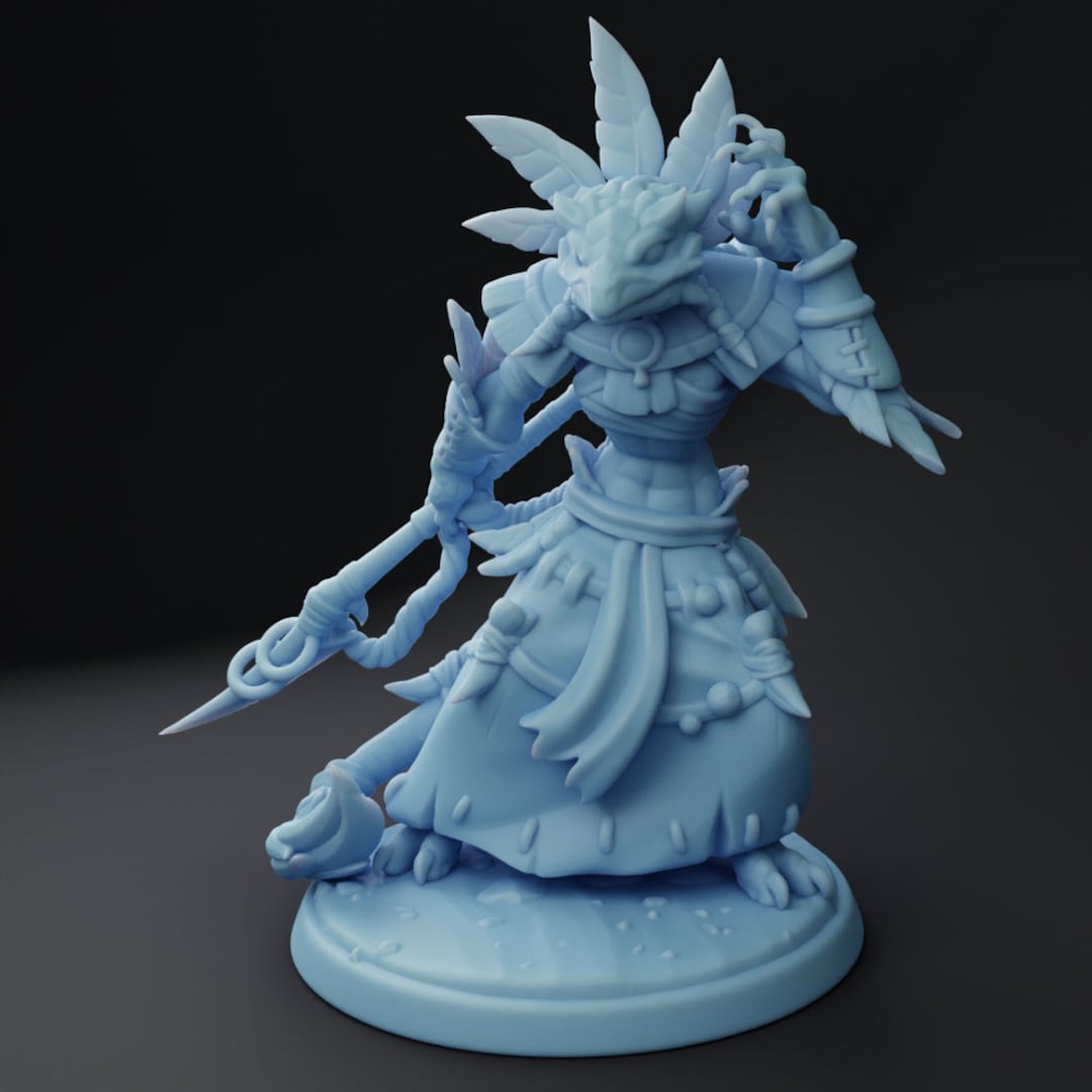 Lizardfolk Shaman - Twin Goddess Miniatures - D&D - TTRPG - 32mm/75mm ...