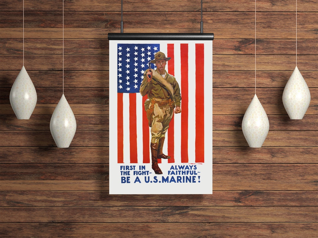 WWI "be a US Marine!" World War One Marine Corps Recruitment Poster ...