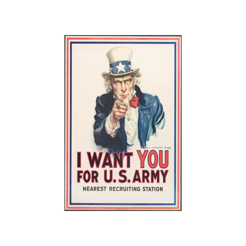WWI "i Want You!" World War One Us Army Full-size Poster Reprint. Free ...