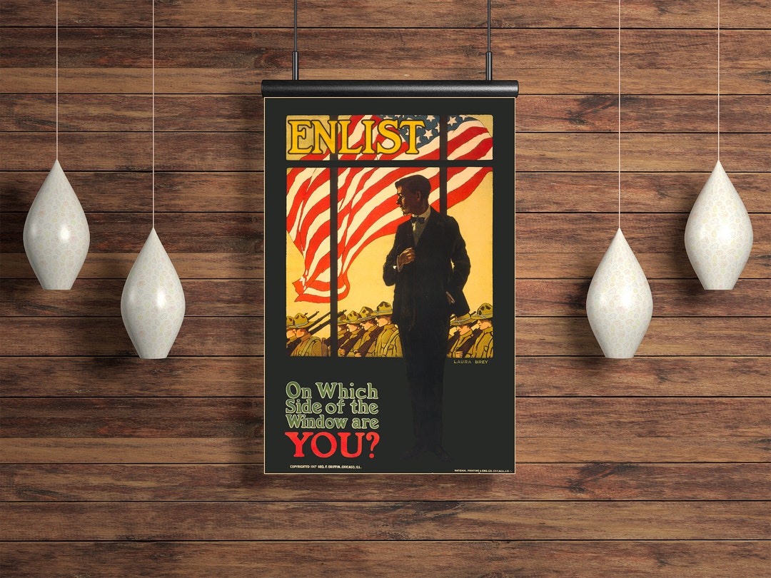 WWI "enlist" World War One United States AEF Full Size Recruitment ...