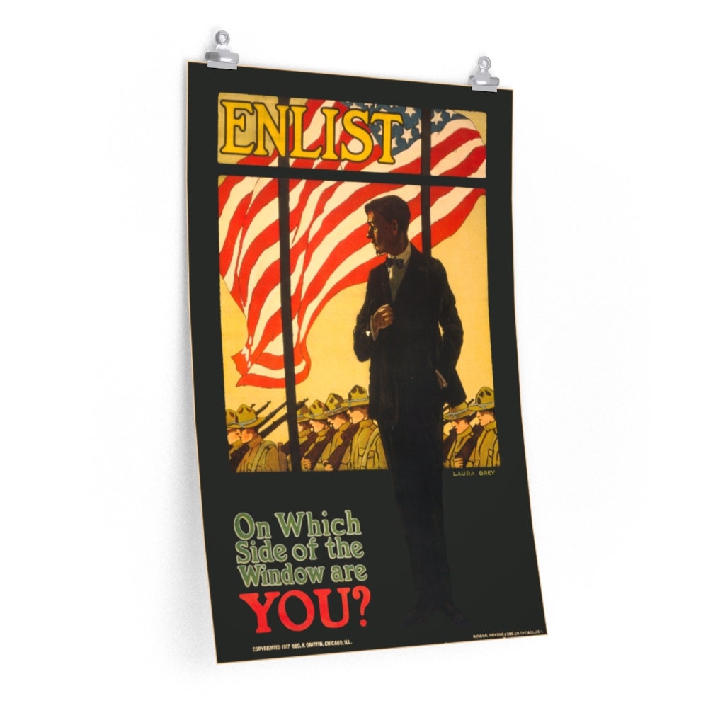 WWI enlist World War One United States AEF Full Size Recruitment Poster ...