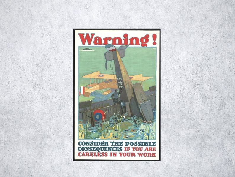 WWI warning Careless Work Poster World War One - Etsy