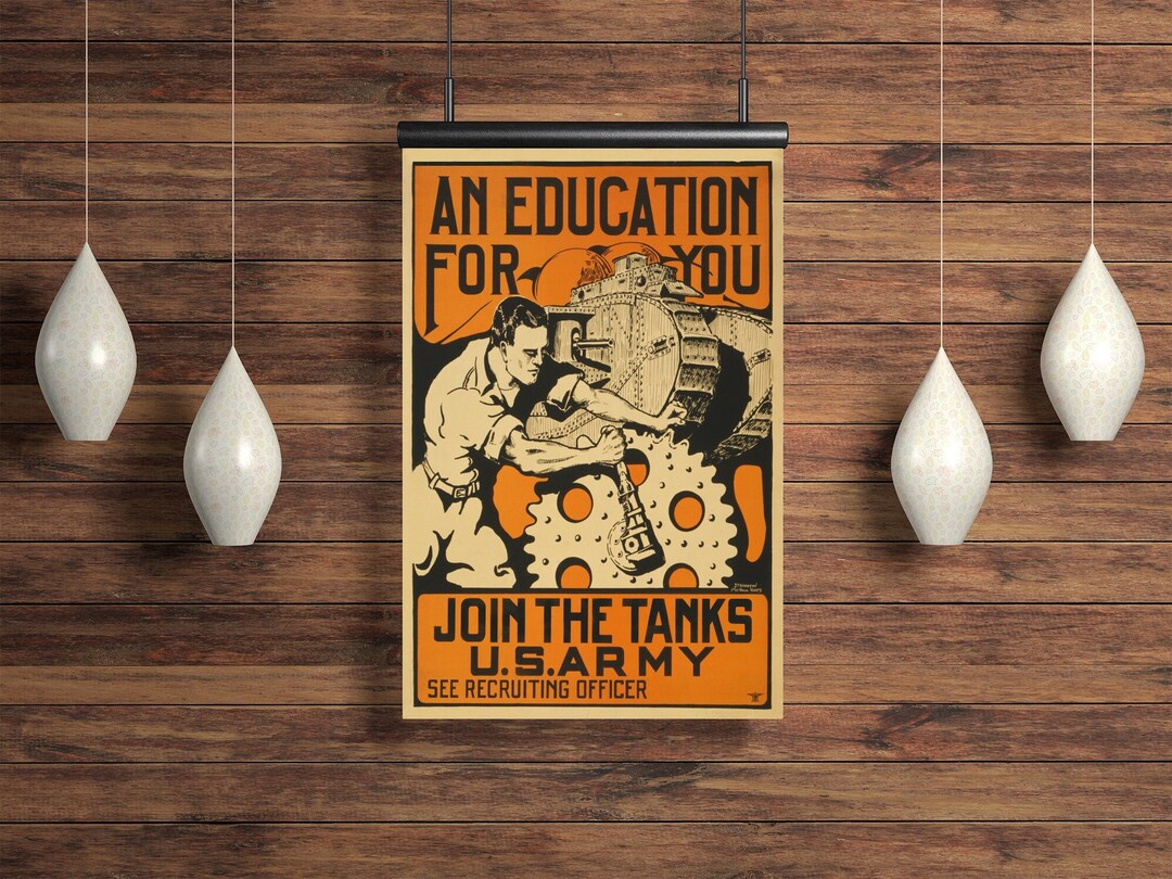 WWI "join the Tanks" World War One US Tank Corps Poster Reprint. Free ...