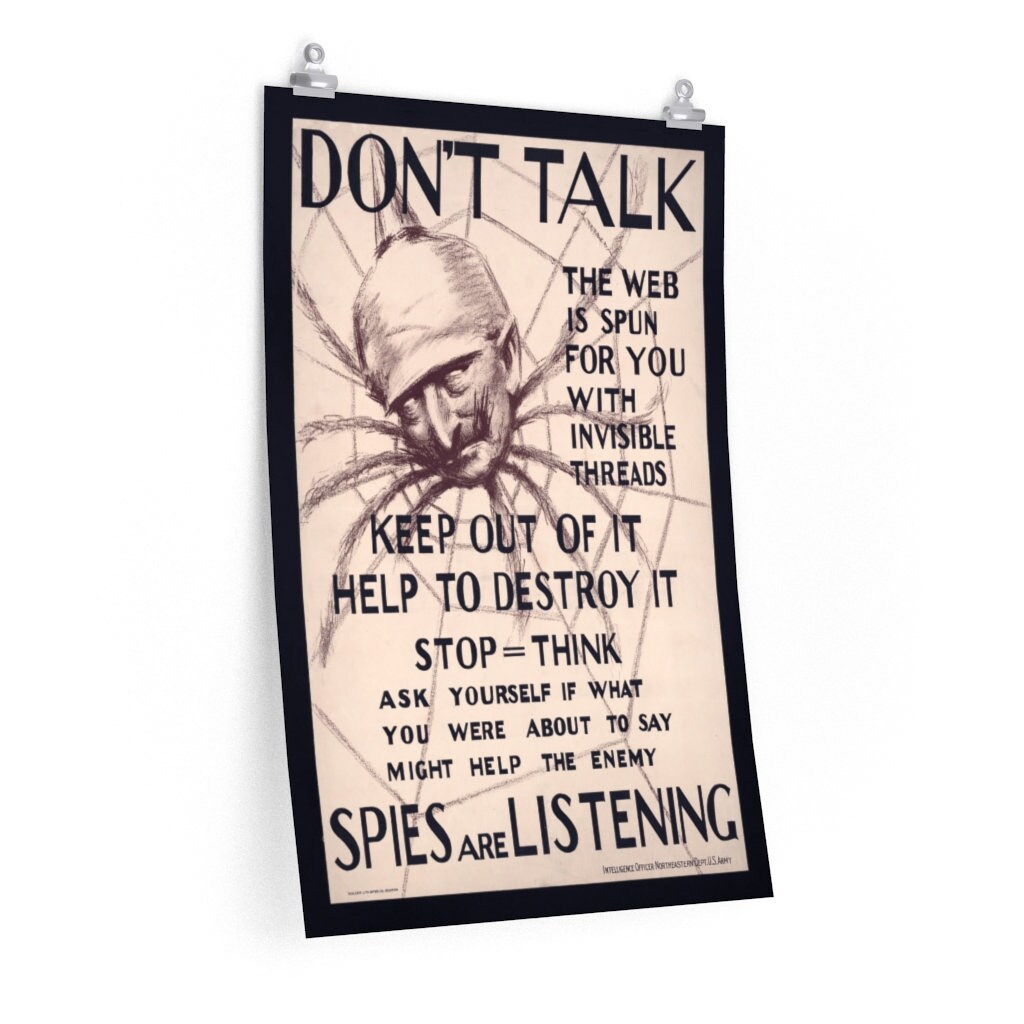 WWI "don't Talk - Spies Are Listening" World War One Poster. United ...