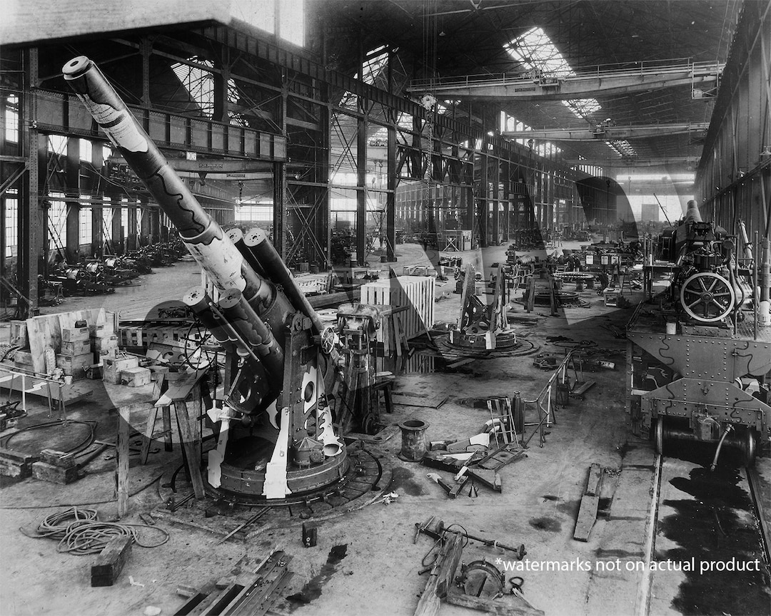 Historic WW1 Photograph Print - "us Heavy Artillery in the Works." Hi ...