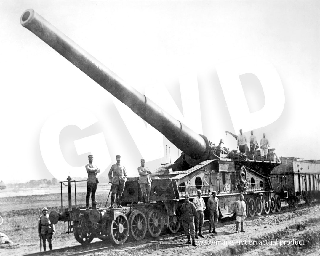 Historic WW1 Photograph Print - "400mm Railway Gun". Hi-res. Free ...