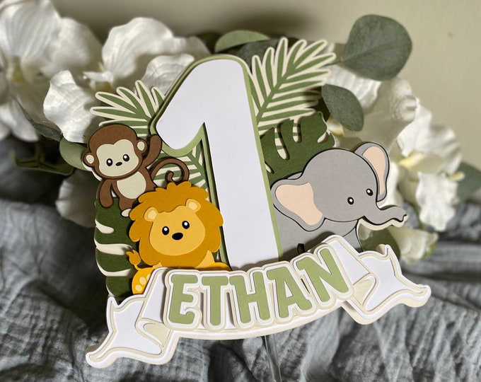 Jungle Cake Topper/safari Cake Topper, Safari 1st Birthday, One Cake ...