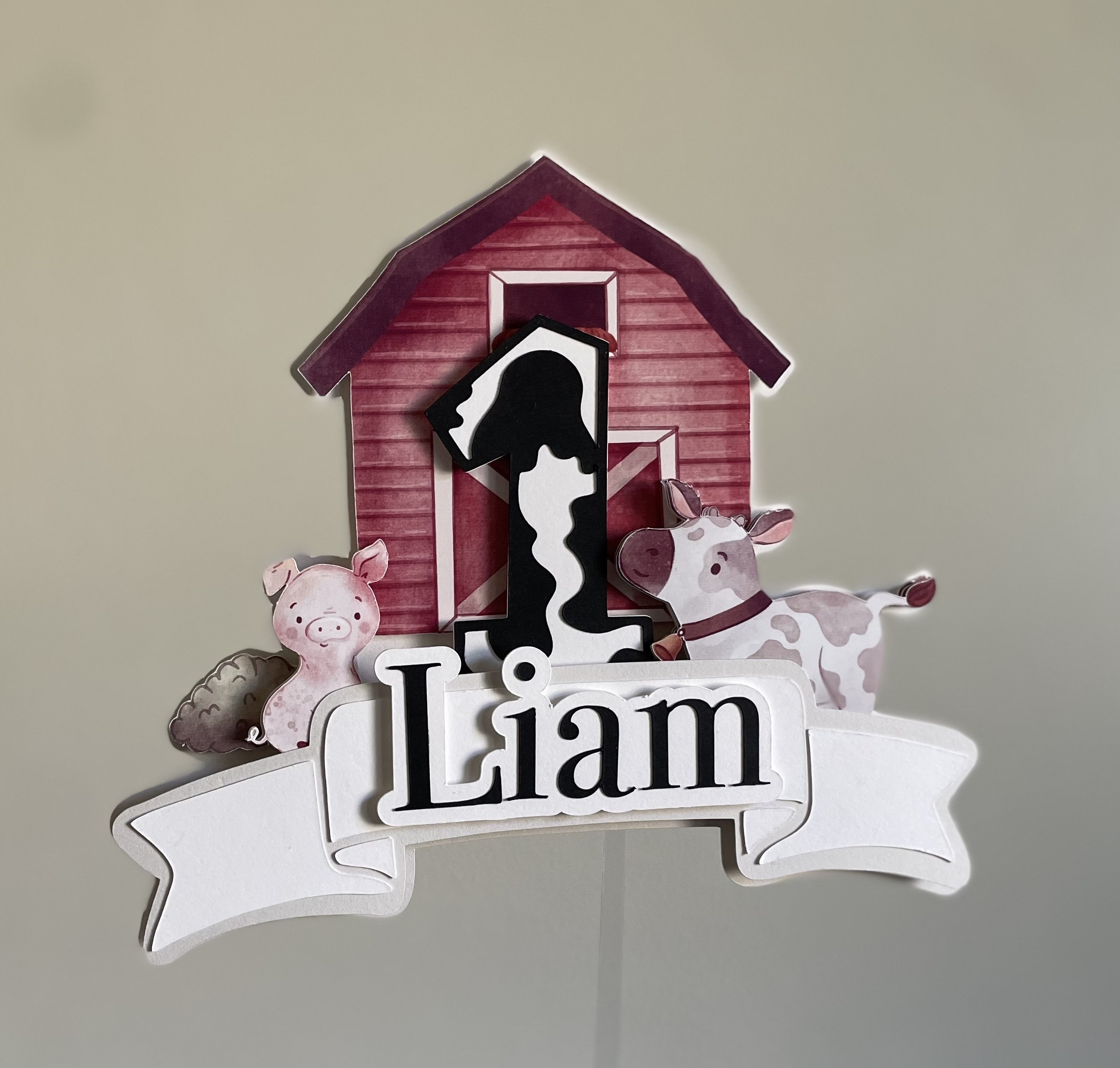 Farm Animal Cake Topper | Farm Cake Topper| Cow Birthday Cake Topper ...