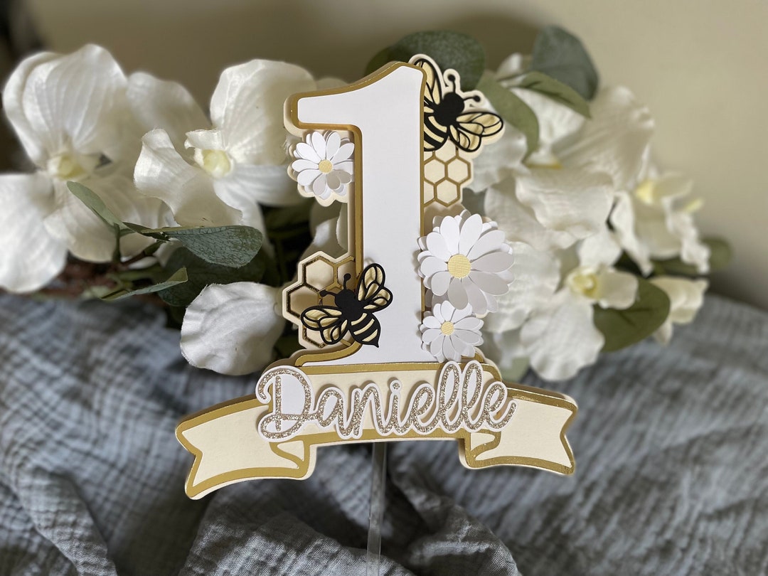 Bee Cake Topper | First Bee Day Birthday Cake Topper| Birthday Cake ...