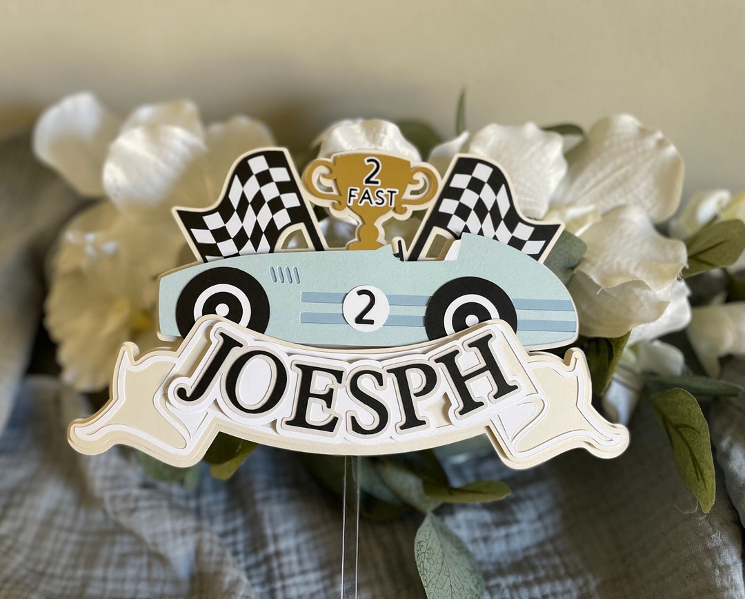 Racecar Cake Topper | Retro Race Car Cake Topper | Racecar Birthday ...