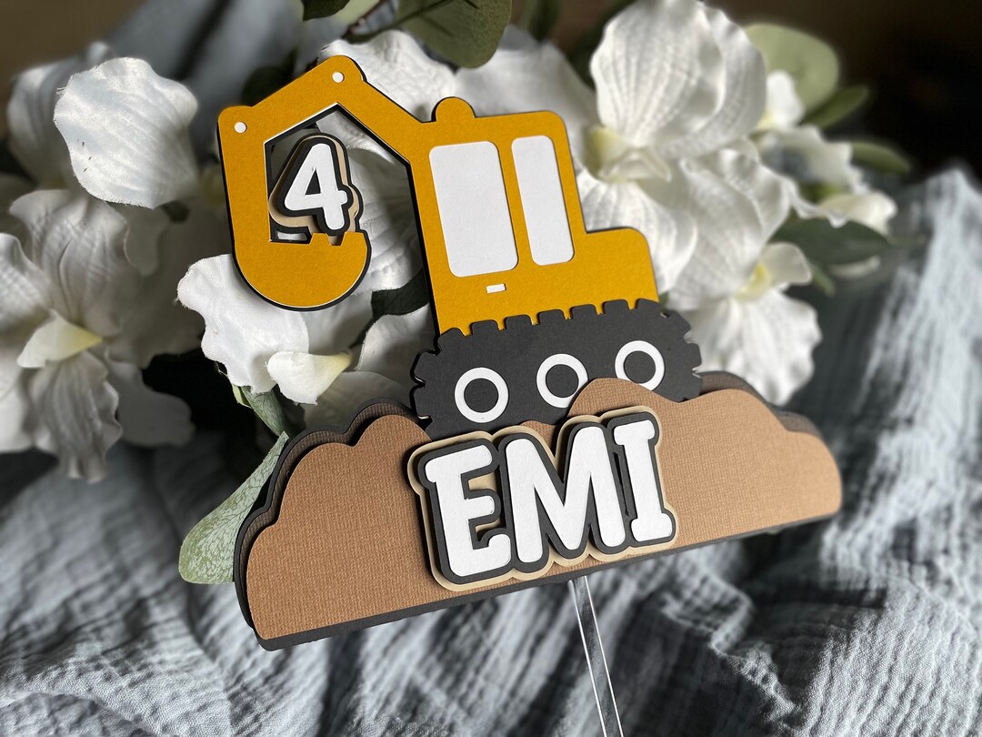 Excavator Cake Topper | Construction Cake Topper| Excavator Birthday ...