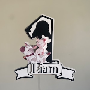 Farm Animal Cake Topper | Farm Cake Topper| Cow Birthday Cake Topper ...