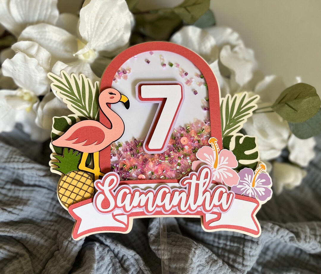 Flamingo Cake Topper | Tropical Birthday Cake Topper| Flamingo Birthday ...