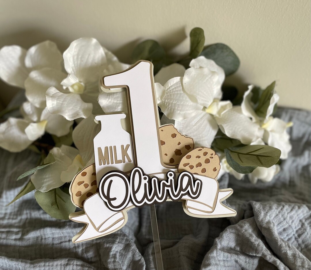 Milk & Cookies Cake Topper | Milk and Cookies | Cookie Cake Topper ...
