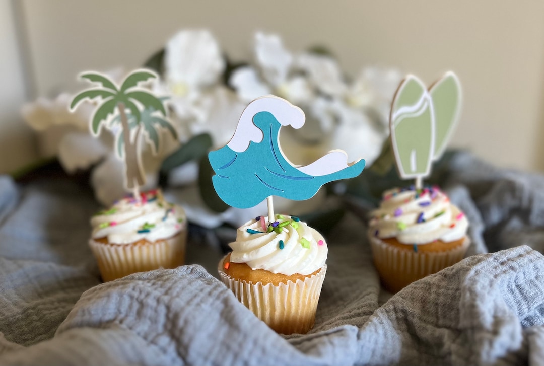 Surfboard Cupcake Toppers | the Big One | the Big One Cake Topper ...