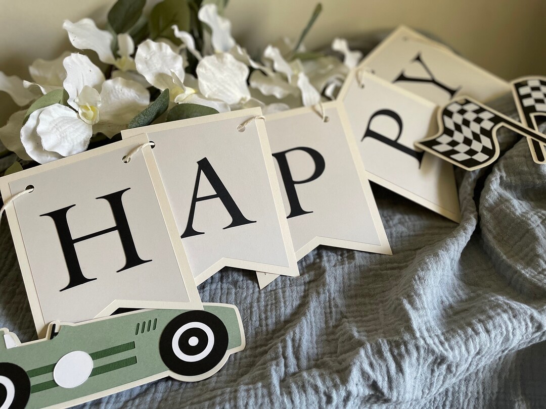 Race Car Birthday Banner| Retro Race Car Birthday Banner | Race Car ...