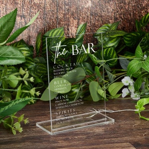 Modern Minimalist Bar Menu Sign, Wedding Bar Menu, Bar Sign, Wedding ...