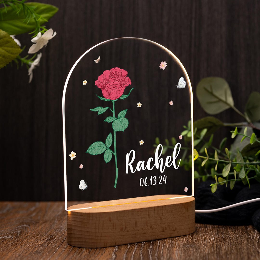 Custom Birth Flower Night Light , Baby Birth Gifts,led Night Lamp for ...