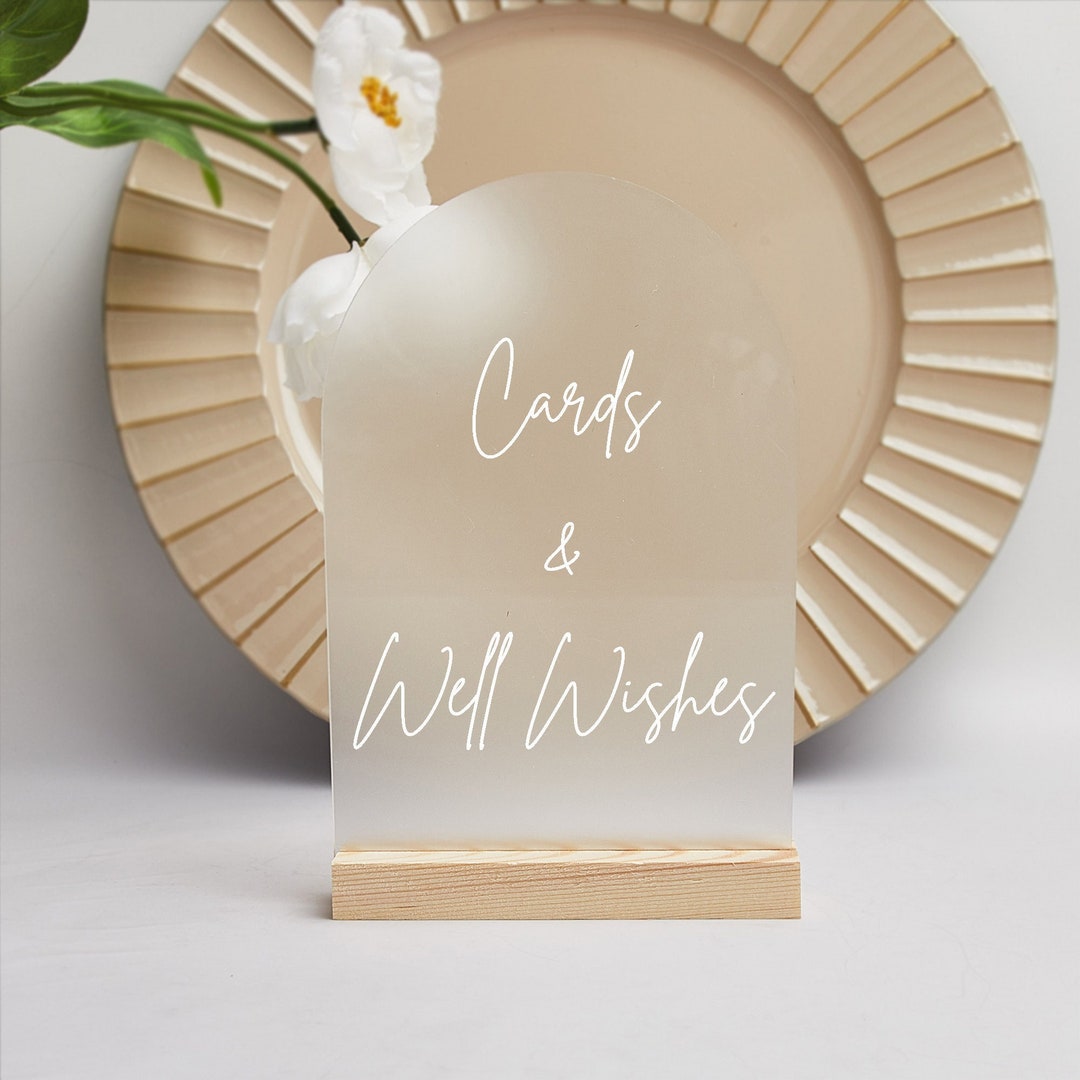 Cards and Well Wishes Sign, Wishing Well Sign, Acrylic Wedding Sign ...