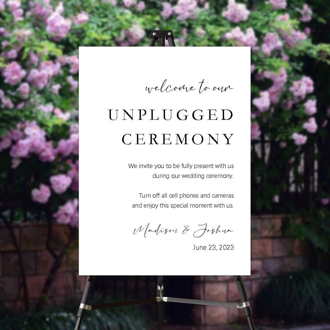 Unplugged Wedding Sign, Modern Minimalist Unplugged Ceremony Sign ...