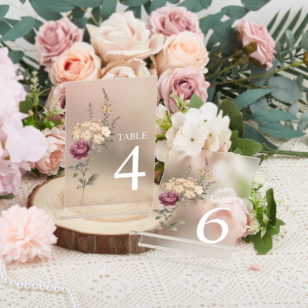 Table Numbers With Flower, Wedding Table Numbers,acrylic Table Number ...