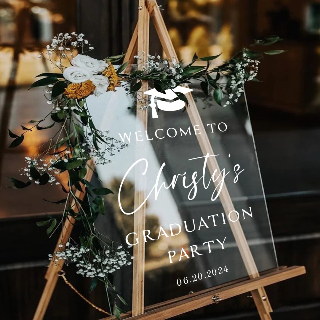 Graduation Welcome Sign, Clear Acrylic Graduation Yard Sign, Modern ...