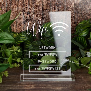 Wifi Acrylic Sign ,wifi Sign , Wifi Network and Password Sign, Wedding ...