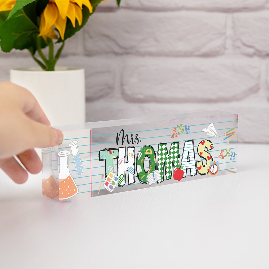 Custom Teacher Desk Name Plate Thank You Teacher Gift, Teacher Desk ...