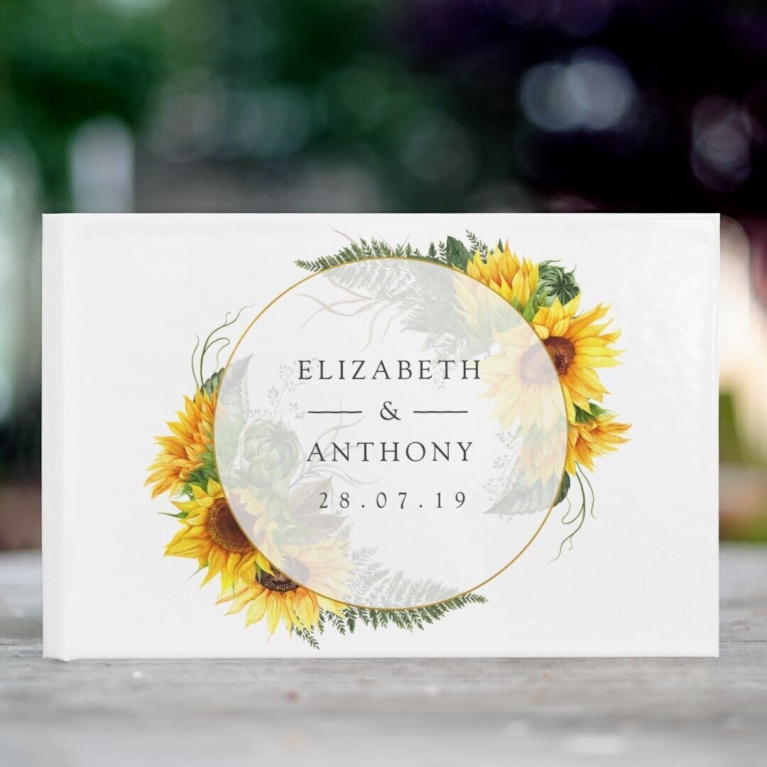 Sunflower Wedding Guest Book Rustic Guest Book Personalised - Etsy