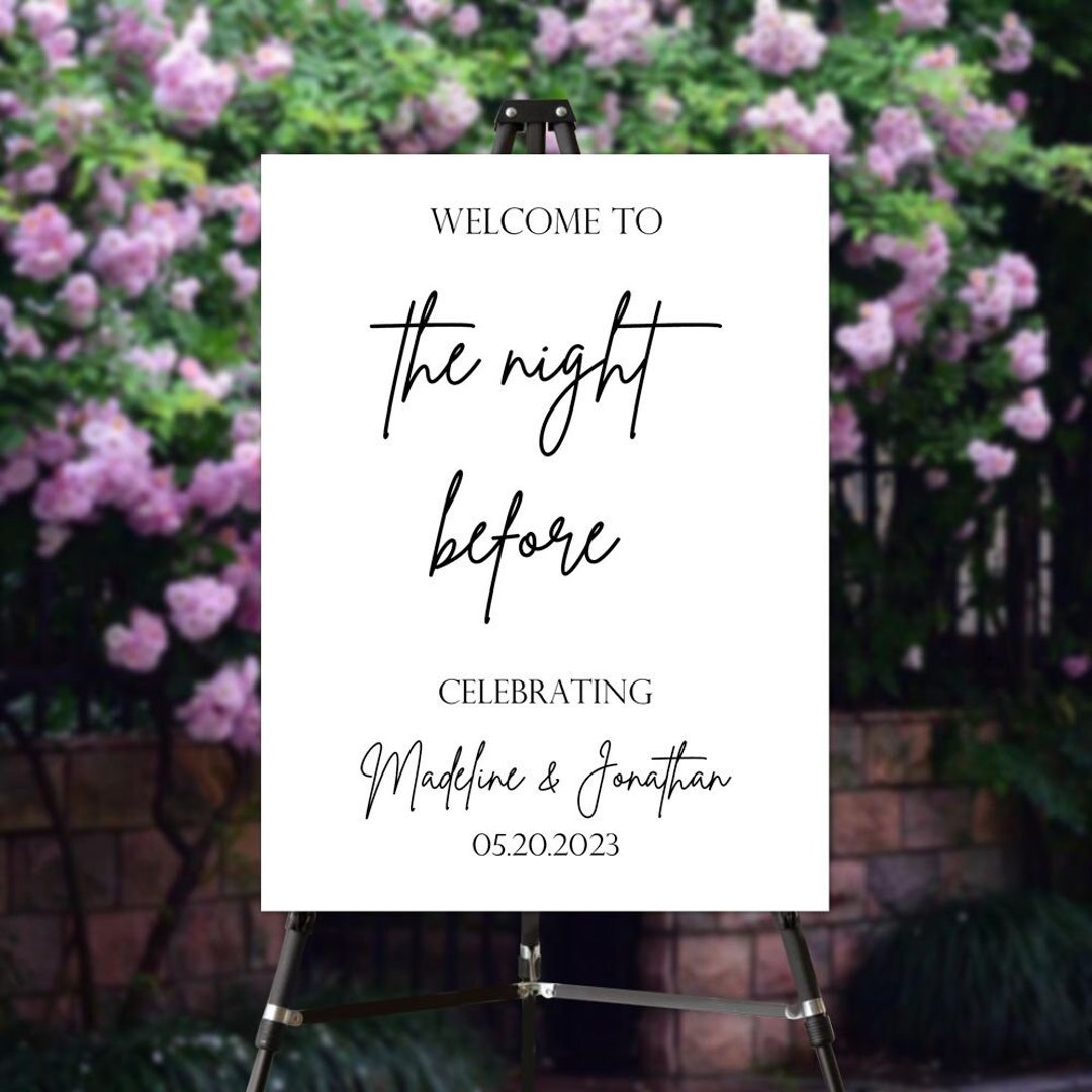 The Night Before Welcome Sign, Wedding Rehearsal Welcome Sign, Modern ...
