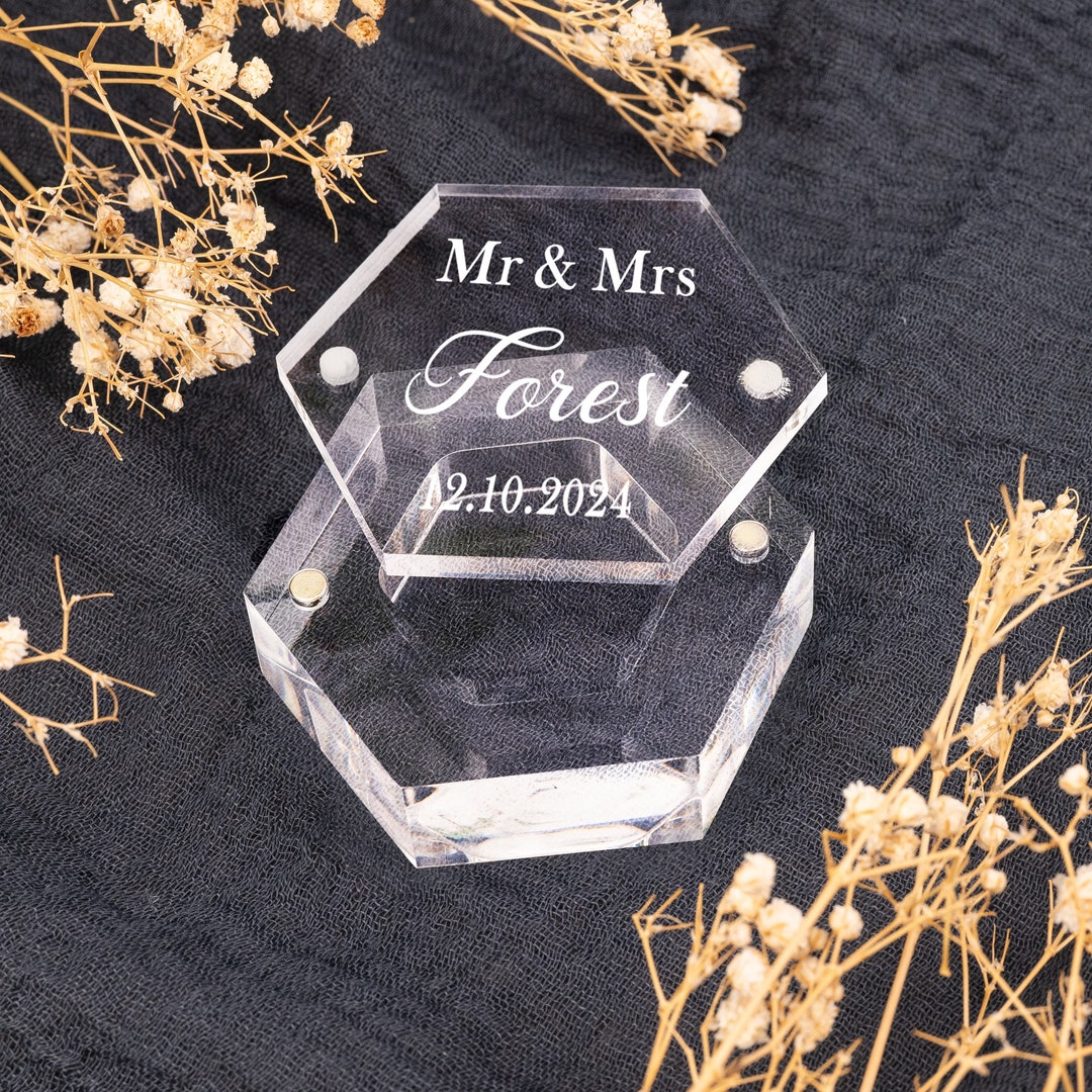 Personalized Wedding Ring Box, Custom Acrylic Ring Box for Wedding ...