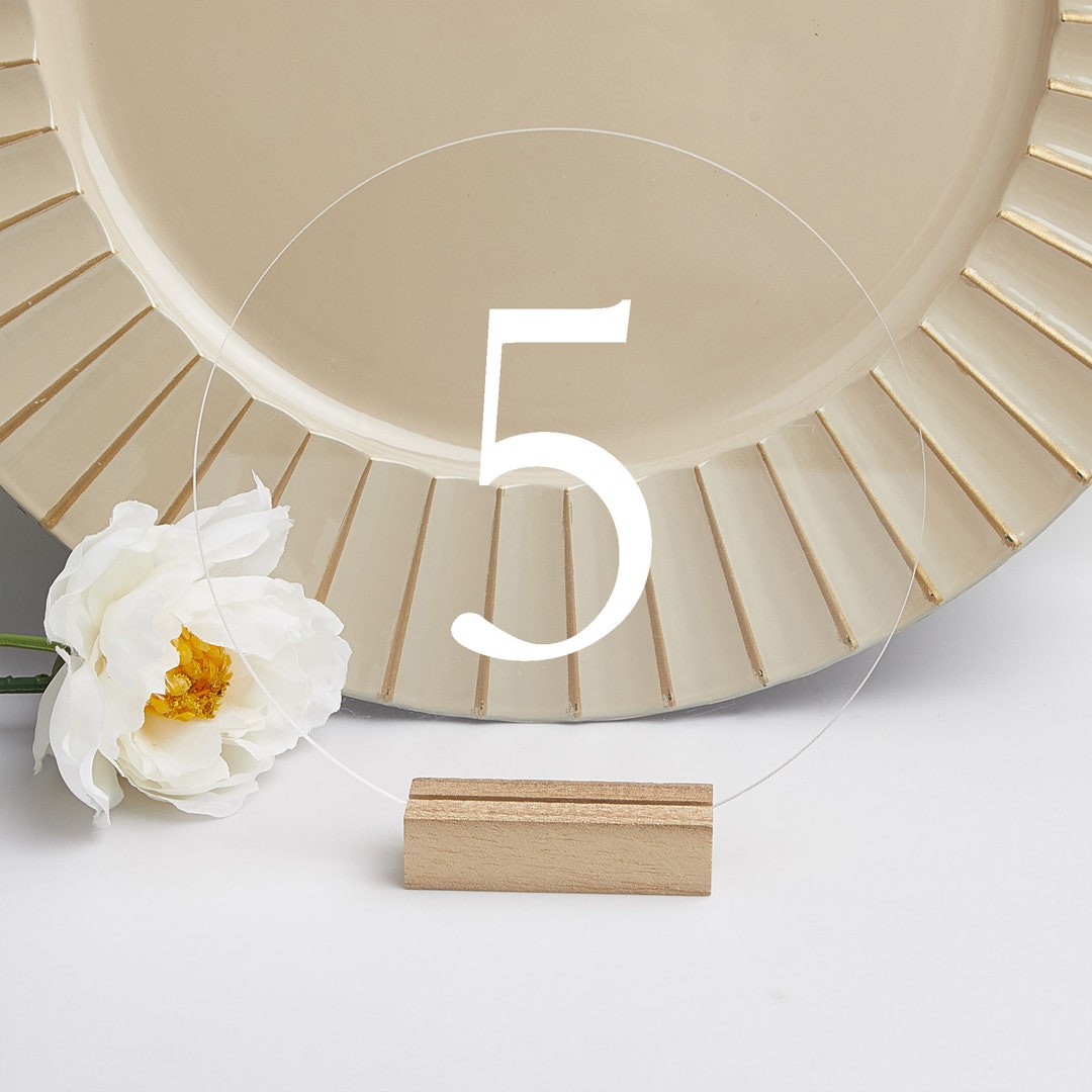 Custom Clear Acrylic Table Numbers With Wooden Stand Round - Etsy