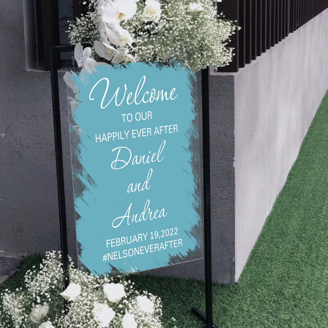 Happily Ever After Welcome Sign Brushed Acrylic Wedding - Etsy