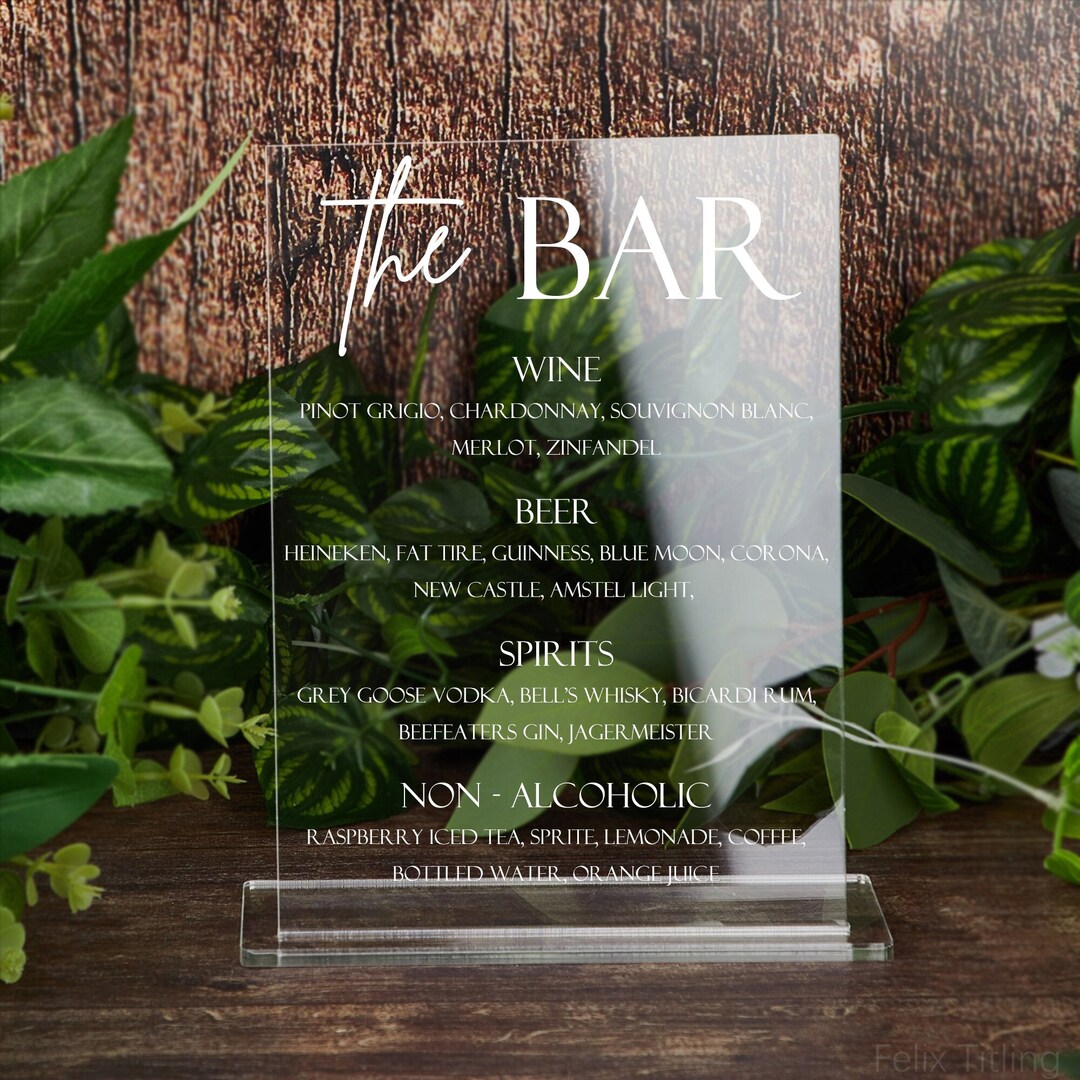 Modern Wedding Bar Menu, Minimalist Bar Menu Wedding Sign, Wedding ...