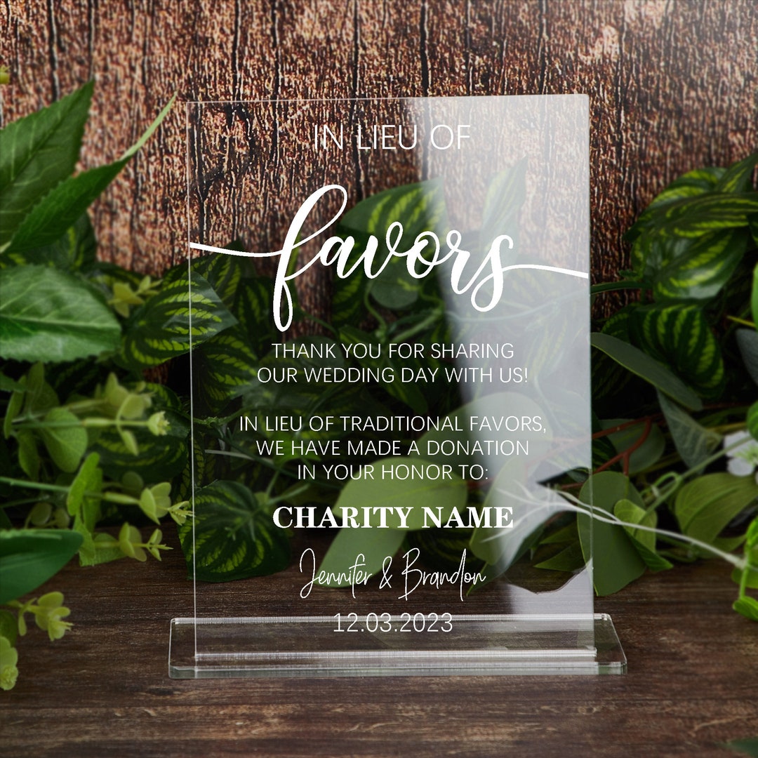 In Lieu of Favors Sign, Charity Donation Sign, Wedding Favours Sign ...