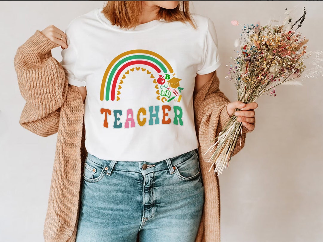 Teacher Rainbow SVG Sublimation, Teacher Svg, Retro Teacher Svg ...