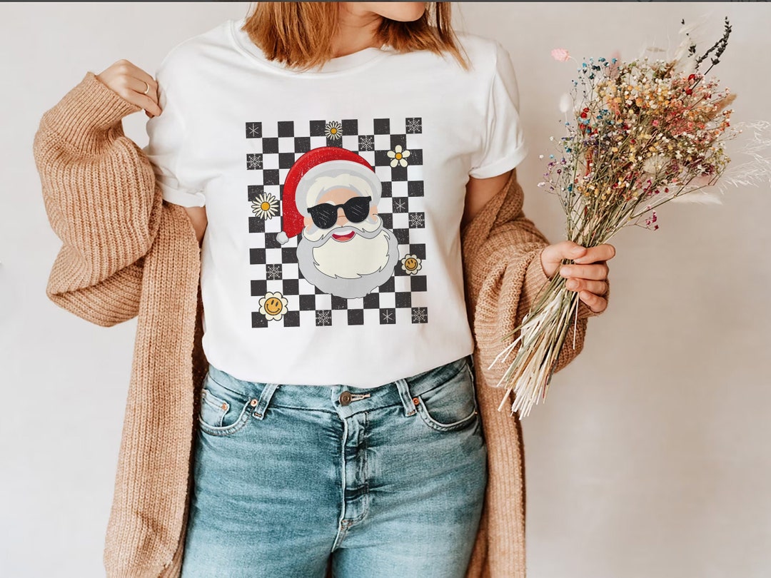 Retro Santa Claus PNG, Hippie Santa Claus Png, Checkered Santa Claus Svg, Santa Clip Art, Groovy ...