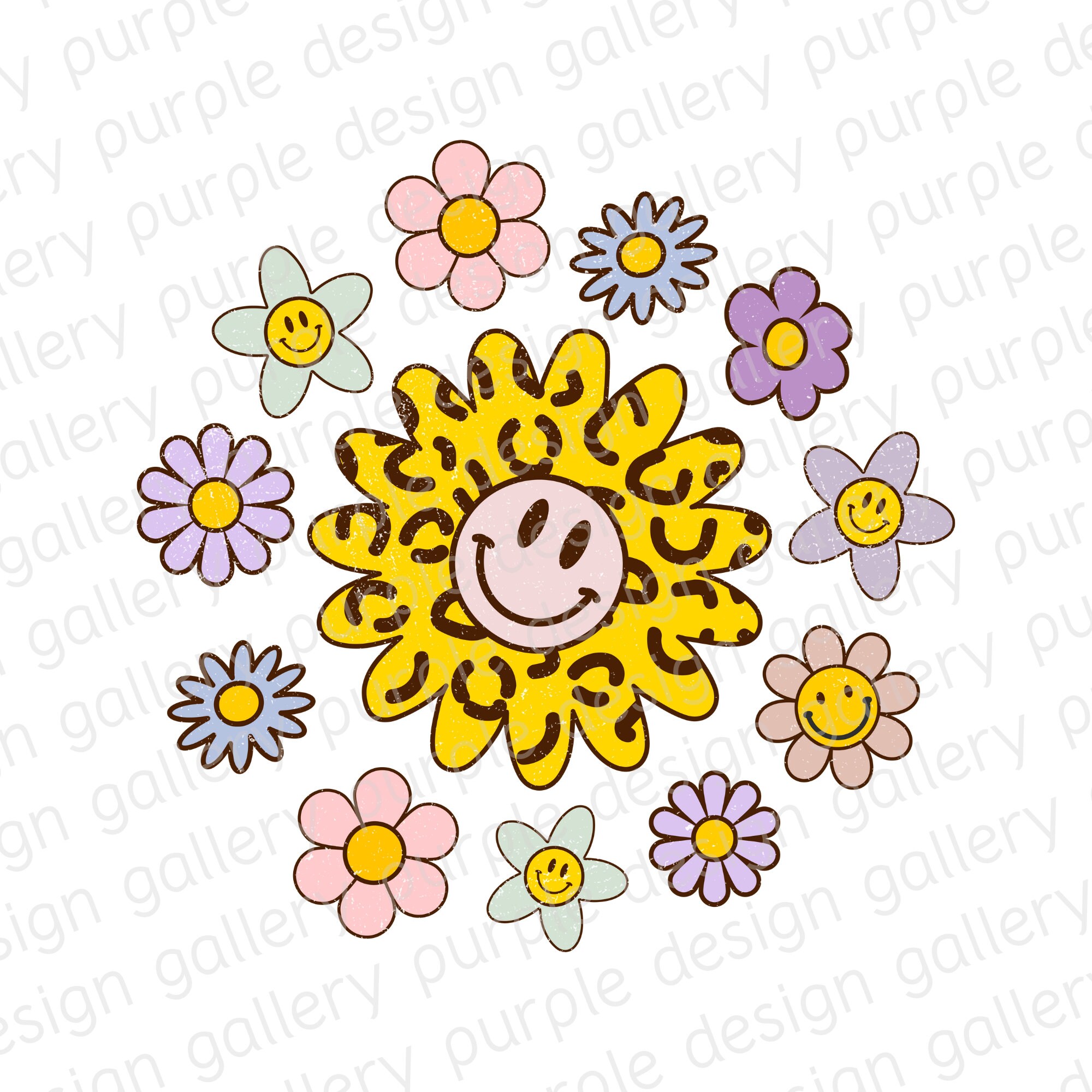 Retro Summer Flowers SVG, Smile Face Flowers Png, Retro Flower Smile ...