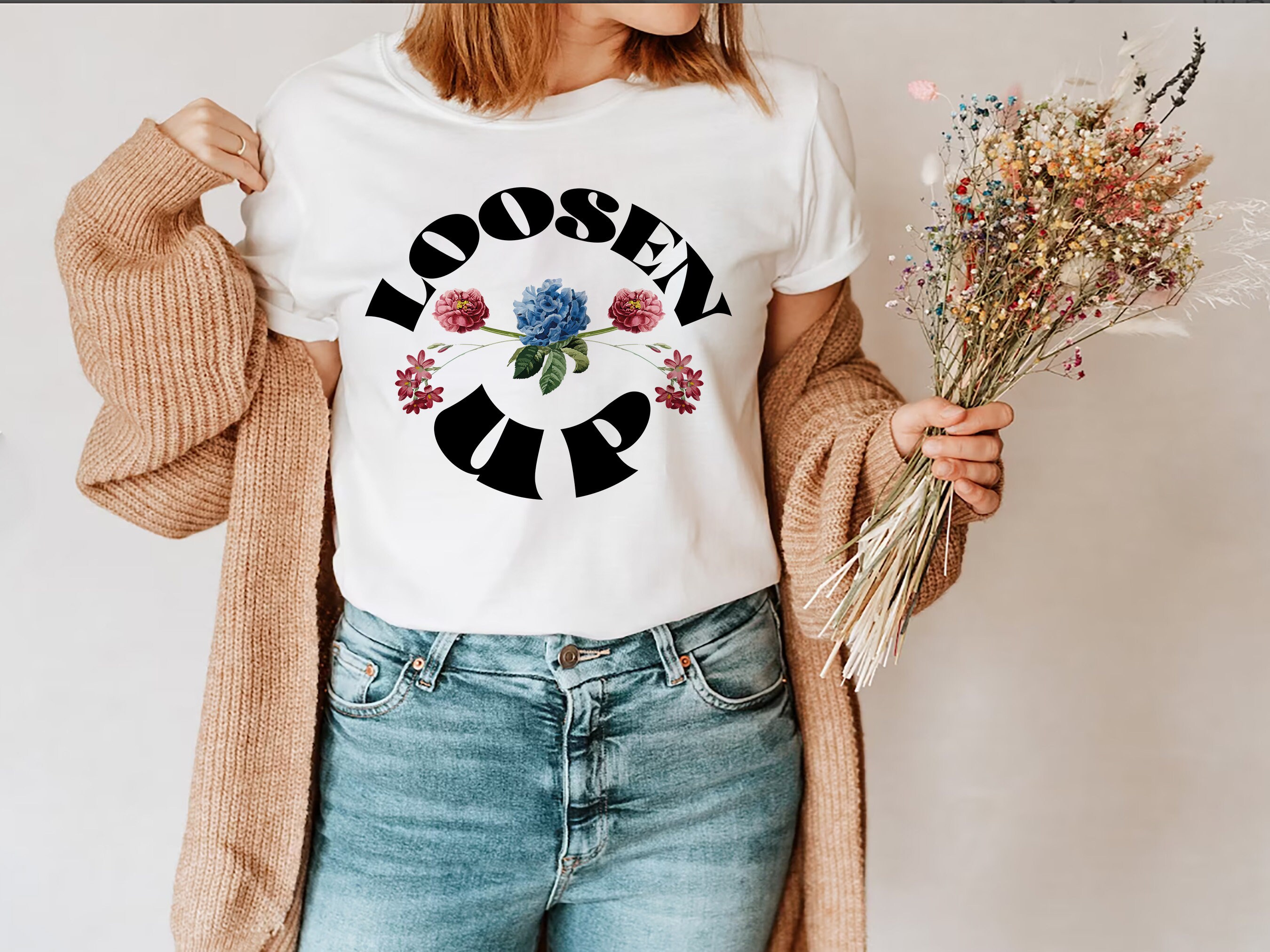 Loosen up SVG Watercolor Flowers Design Inspirational Quote - Etsy