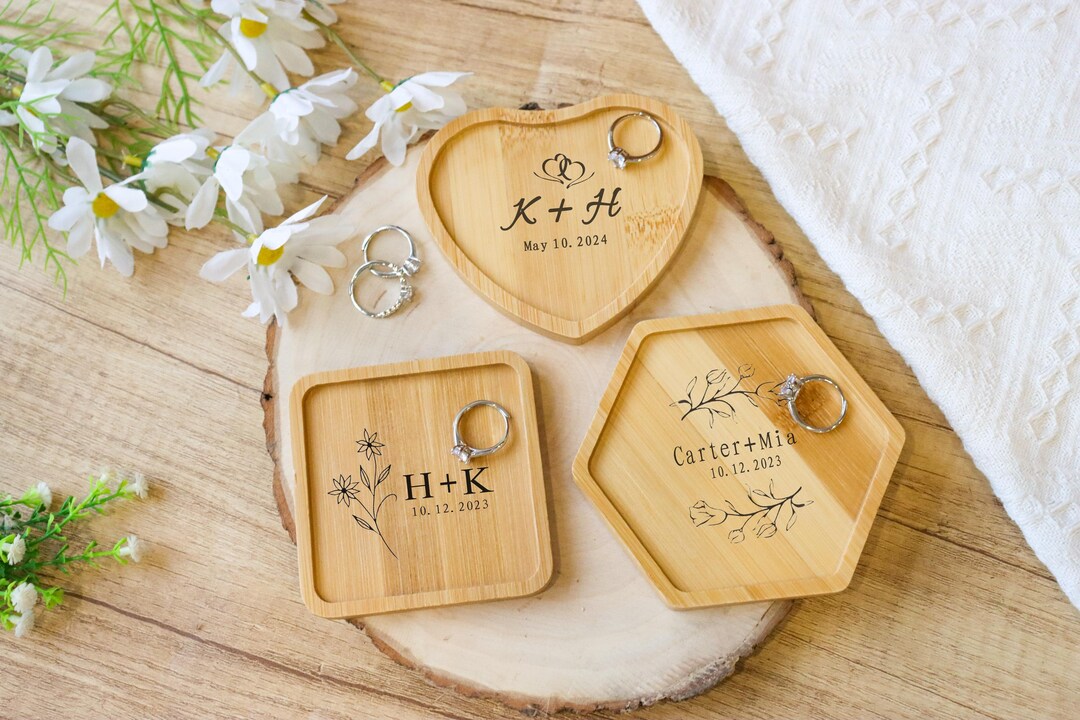Personalized Ring Plate, Customized Wooden Ring Plate, Wedding Ring ...