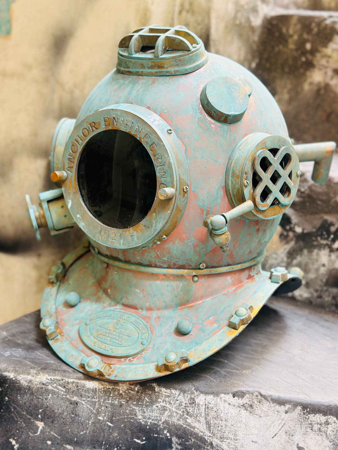 Rare Antique Diving Helmet Royal Navy Diving Divers Heavy Helmet Deep ...