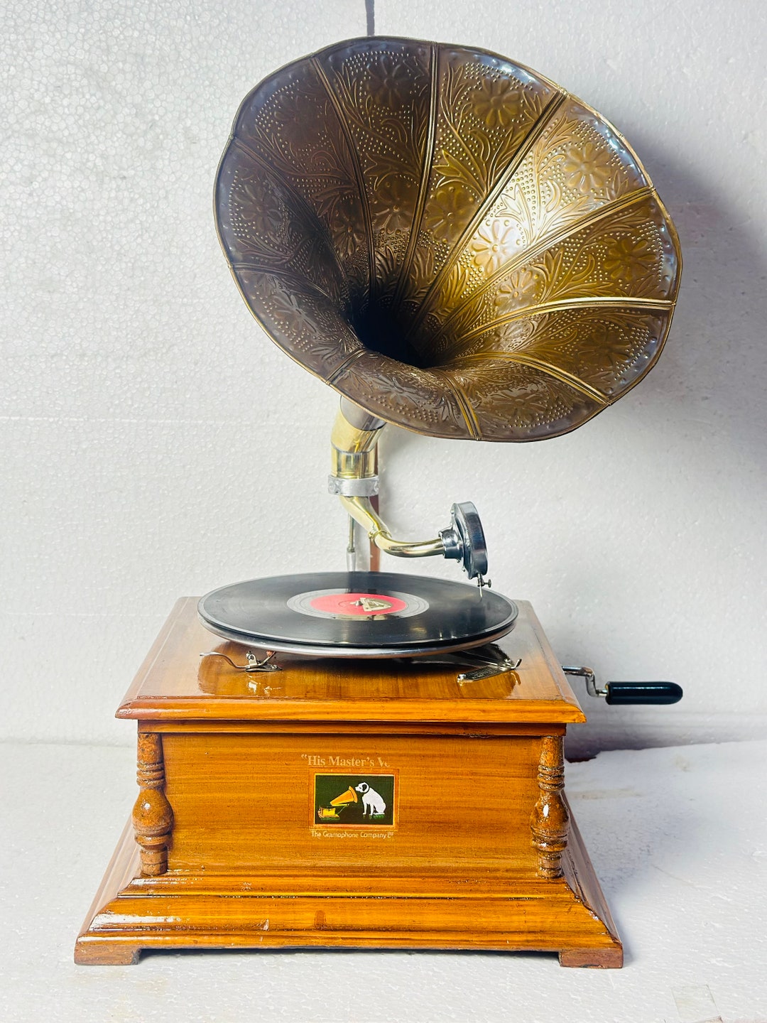 Brass Vintage Gramophone Plays Vinyl Record Fully Functional Antique ...
