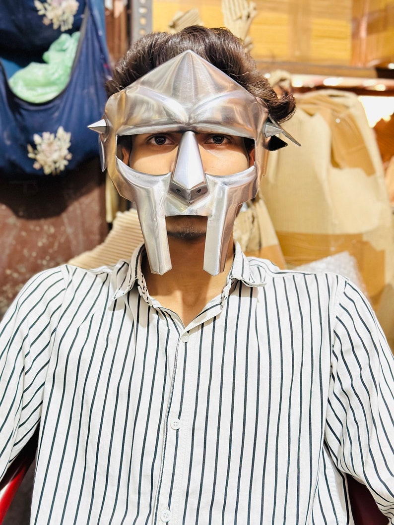 MF Doom Marvellian Rapper Gladiator Mask Black Finish Mask Wearable ...