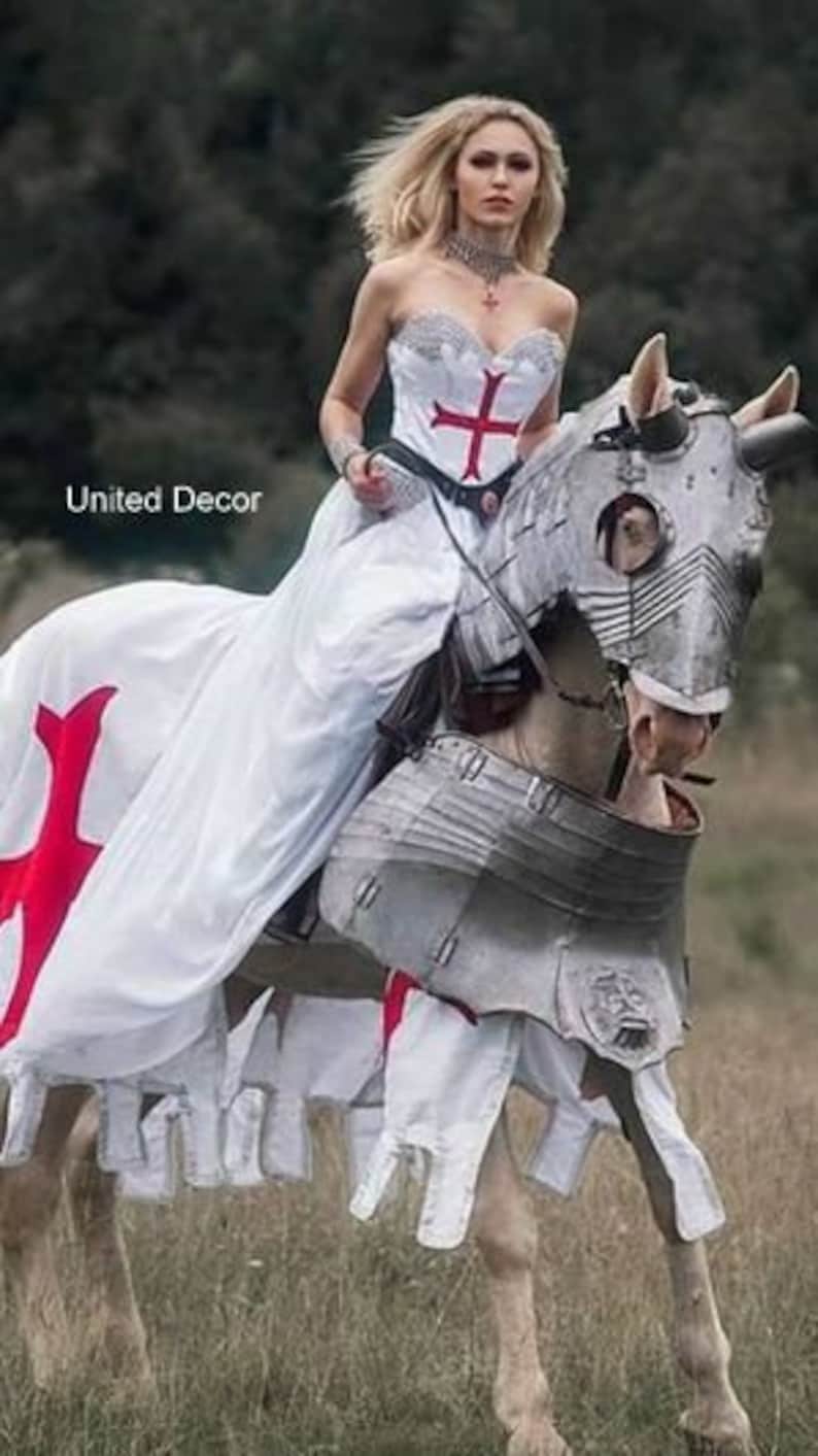 Handmade Female Knights Templar Armor With Horse Armor Set Cosplay ...