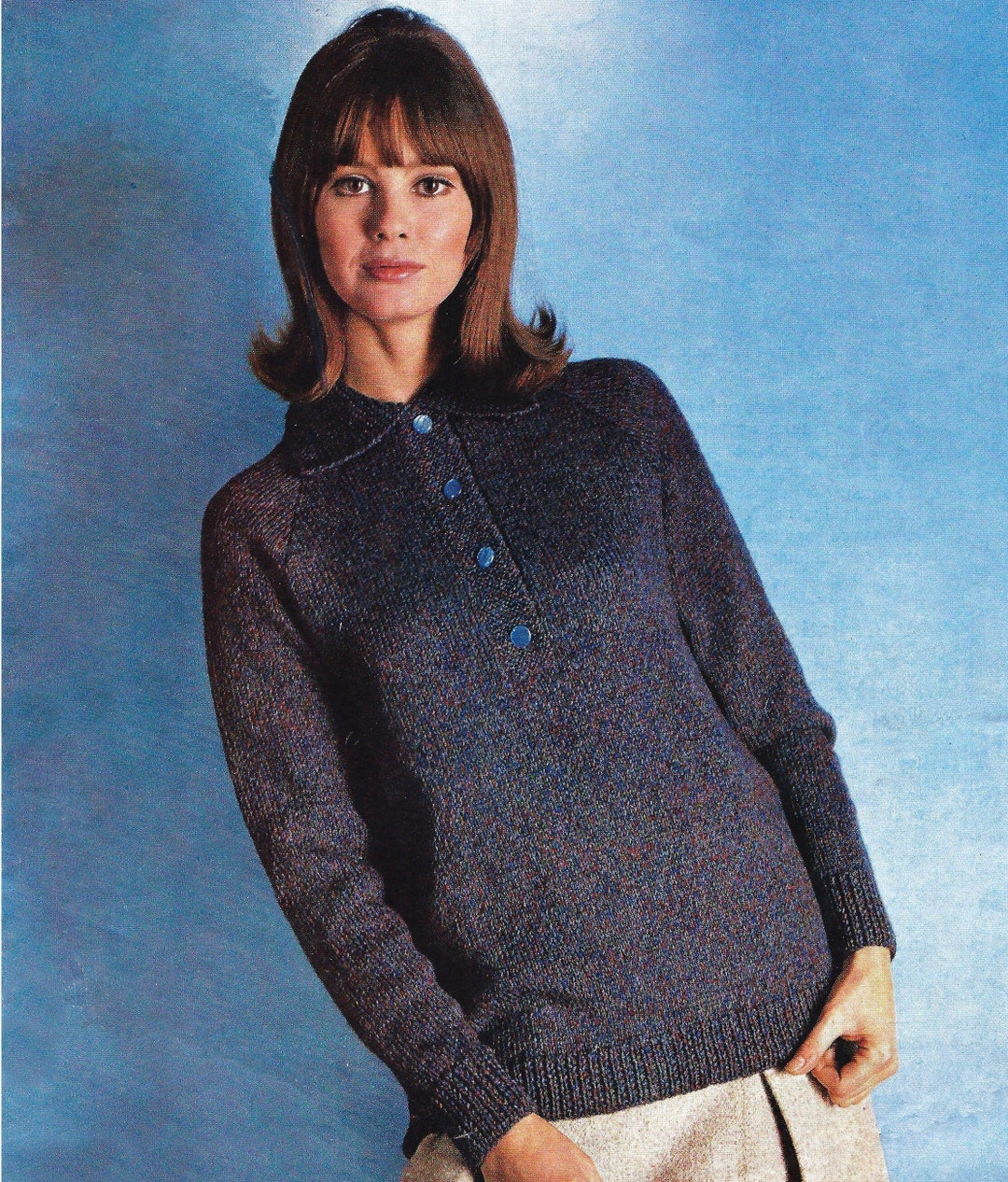 Ladies Smart Polo Shirt Style Sweater, Vintage Knitting Pattern, PDF ...