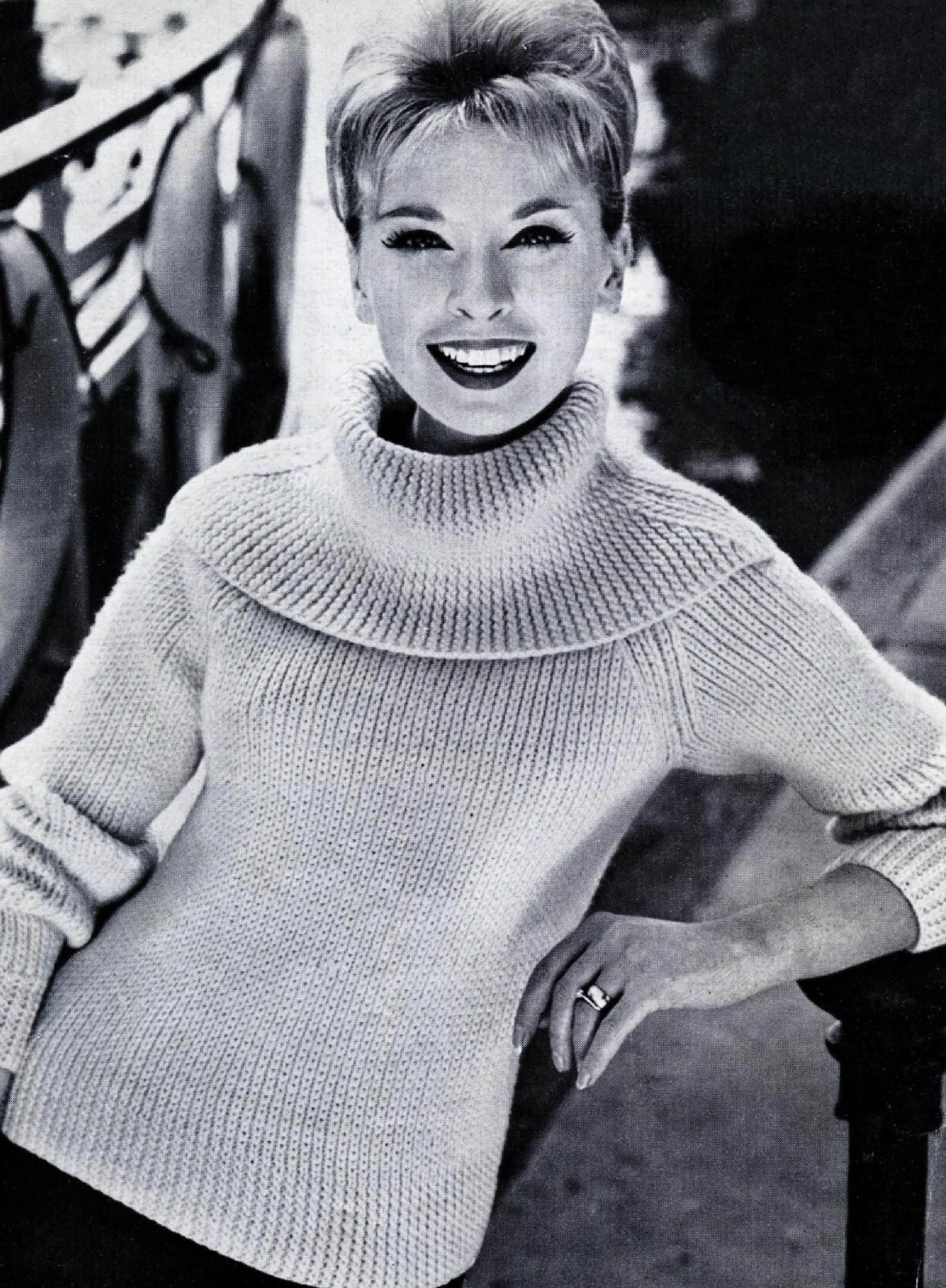 Ladies Fabulous Italian Slip Rib Sweater With Large Roll Collar ...