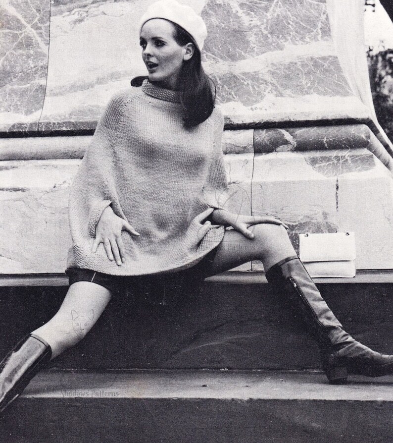 Ladies "easy Knit" Pull on Cape, Vintage Knitting Pattern, PDF, Digital ...